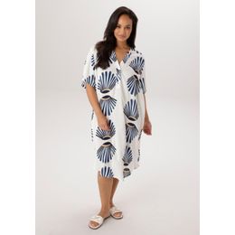 sheego Gro&szlig;e Gr&ouml;&szlig;en Blusenkleid, wei&szlig;-marine-blau-beige, Gr&ouml;&szlig;e 54 - Damen