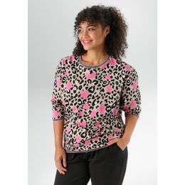sheego Gro&szlig;e Gr&ouml;&szlig;en Sweatshirt, beige-pink-schwarz-offwhite, Gr&ouml;&szlig;e 46 - Damen
