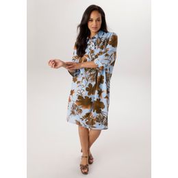 sheego Gro&szlig;e Gr&ouml;&szlig;en Hemdblusenkleid, hellblau-braun, Gr&ouml;&szlig;e 48 - Damen