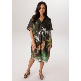 sheego Gro&szlig;e Gr&ouml;&szlig;en Blusenkleid, anthrazit-olive, Gr&ouml;&szlig;e 54 - Damen