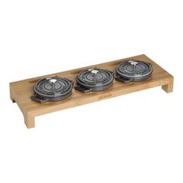 Staub Specialities Servierbrett f&uuml;r 3 Mini-Cocottes, 42 cm x 16 cm, Bambus
