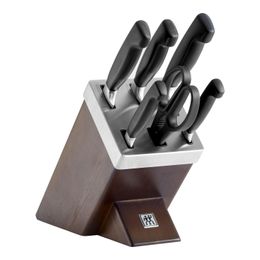 Zwilling **** VIER STERNE 7-tlg, Selbstsch&auml;rfender Messerblock, Braun