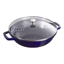 Staub Specialities Wok mit Glasdeckel 30 cm, rund, Dunkelblau, Gusseisen