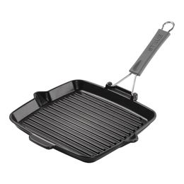 Staub Grill Pans Grillpfanne mit Ausgie&szlig;nase 24 cm, quadratisch, Schwarz, Gusseisen