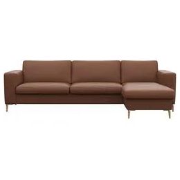 Ecksofa FLEXLUX "Fiore, super Sitzkomfort durch Kaltschaum im Sitz, L-Form", braun (old chestnut), B:262cm H:85cm T:92cm, 100% Echteder, Sofas, Ecksofa, breite Armlehnen, Kaltschaum, F&uuml;&szlig;e Alu+ Eiche