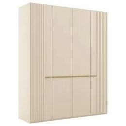 Kleiderschrank Musterring "Isabelle", beige (champagner, dekor), Schr&auml;nke, Champagner-Dekor, B/H/T: 197,3cm x 216cm x 58cm, T&uuml;ren: 4 Stk. Lamellen im Korpus-Farbton, Hartfaserplatte, Holzwerkstoff, Kleiderschrank, Lamellen in Korpusfarbe, Griffe in silber, versch. Gr&ouml;&szlig;en und Farben, B:197,3cm H:216cm T:58cm