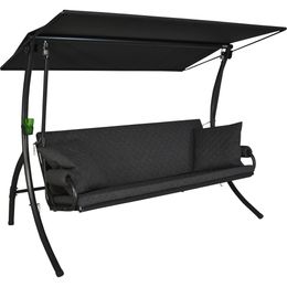 Angerer Freizeitm&ouml;bel Hollywoodschaukel Elegance Joy Grau 210 x 145 x 160 cm mit Bettfunktion, Bez&uuml;ge abziehbar und waschbar, wetterfestes Sonnendach