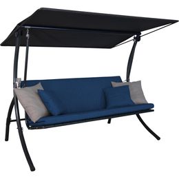 Angerer Freizeitm&ouml;bel Hollywoodschaukel Motion Smart Blau 210 x 145 x 160 cm mit Bettfunktion, Bez&uuml;ge abziehbar und waschbar, wetterfestes Sonnendach