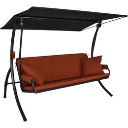 Angerer Freizeitm&ouml;bel Hollywoodschaukel Elegance Joy Rot/Braun 210 x 145 x 160 cm mit Bettfunktion, Bez&uuml;ge abziehbar und waschbar, wetterfestes Sonnen