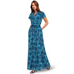 HotSquash Kleid Damen Gr&ouml;&szlig;e 36 blau / neonblau / rostbraun Sommerkleid