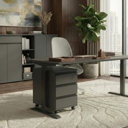 Schreibtisch h&ouml;heneinstellbar 68-91 cm Graphit 120x80cm C-Fu&szlig; B&uuml;rotisch Ergonomisch Made in Germany "Stuttgart" KADIMA DESIGN