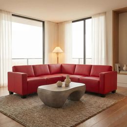 MCW Modular Sofa-System Couch-Garnitur Moncalieri 5, Kunstleder ~ rot