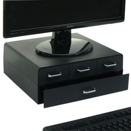 Monitorerh&ouml;hung MCW-L99, Monitorst&auml;nder Bildschirmerh&ouml;hung Aufbewahrungsbox mit 4 Schubladen und 15 F&auml;chern 13x34x31cm
