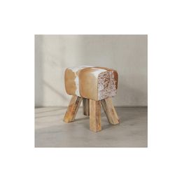 KADIMA DESIGN Ziegenfell-Sitzhocker, Moderner Landhausstil, Haarleder - Komfortabel & Stilvoll