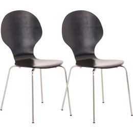 TPFLiving 2er Set Besucherstuhl Daggy mit Holzsitz und Metallgestell Farbe: Grau