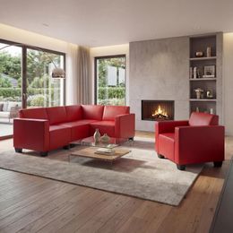 MCW Modular Sofa-System Couch-Garnitur Moncalieri 4-1, Kunstleder ~ rot