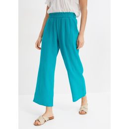 bonprix Musselin-Culotte aus Baumwolle, gr&uuml;n, Gr.34, Stylische Musselin-Culotte mit elastischem Bund., aus 100% Baumwolle,Musselin