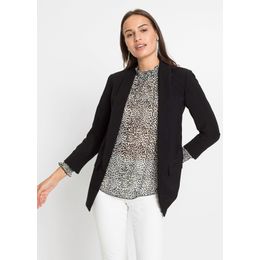 bonprix Longblazer aus Viskose-Mix, schwarz, Gr.50, Charismatischer Longblazer mit geradem Saum.