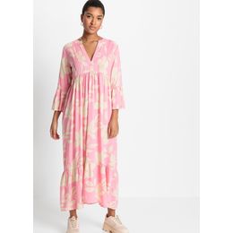 bonprix Maxikleid, rosa, Gr.42, sommerliches Maxikleid aus flie&szlig;ender Viskose mit V-Ausschnitt, aus Viskose