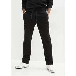 bonprix Relaxed Fit Chino-Stretch-Schlupfhose Straight, schwarz, Gr.60, moderne Chino-Stretch-Schlupfhose mit Kordelzug
