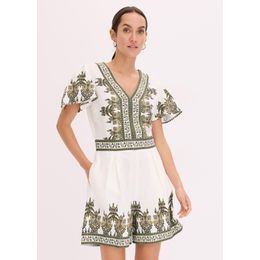 bonprix Overall mit Leinenanteil, wei&szlig;, Gr.44, Trendy und bequem, aus Viskose