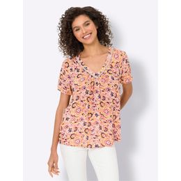 Heine Witt Damen Druckbluse nur Ethno-Print, papaya-marine-bedruckt, Gr&ouml;&szlig;e 42