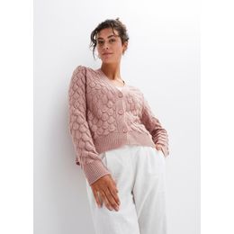 bonprix Ajour-Strickjacke, rosa, Gr.44/46 (L), Kuschelige Ajour-Strickjacke mit tollem Design.
