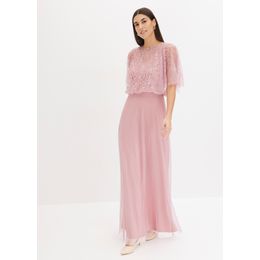 bonprix Maxikleid aus feinem T&uuml;ll mit Paillettenstickerei, pink, Gr.50, Klassisch und feminin: Abendkleid in Maxi-L&auml;nge aus feinem T&uuml;ll mit Paillettenstickerei