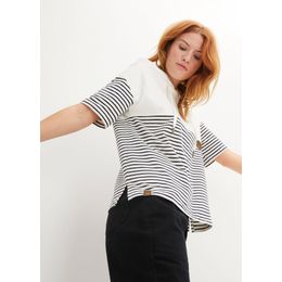 bonprix Hoodie, wei&szlig;, Gr.48/50 (XL), Locker geschnittenes Sweatshirt mit Kapuze und kurzem Arm, aus 100% Baumwolle