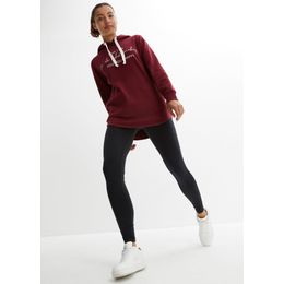 bonprix Jogginganzug mit Long-Sweatshirt und Leggings (2-teilig), rot, Viskose