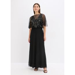 bonprix Maxikleid aus feinem T&uuml;ll mit Paillettenstickerei, schwarz, Gr.50, Klassisch und feminin: Abendkleid in Maxi-L&auml;nge aus feinem T&uuml;ll mit Paillettenstickerei