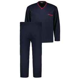 Herren Gro&szlig;e Gr&ouml;&szlig;en | ADAMO Langer Schlafanzug aus Baumwolljersey Farbe dunkelblau Gr&ouml;&szlig;e: 10XL