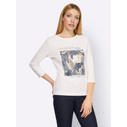Heine Witt Damen 3/4-Arm-Shirt mit Schriftzug, ecru, Gr&ouml;&szlig;e 38