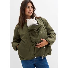 bonprix 4-in-1 Wende-Bomberjacke mit Trageeinsatz, gr&uuml;n, Gr.52, Bomberjacke f&uuml;r die Schwangerschaft und danach zum Wenden