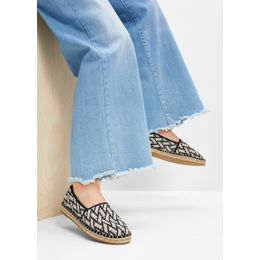 bonprix Espadrilles in Bast-Optik, schwarz, Gr.42, Sommerliche Espadrille in Strohoptik, aus Vegan