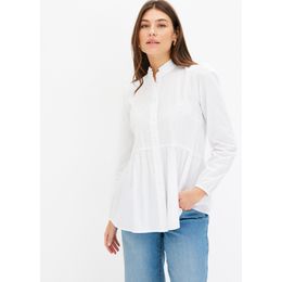 bonprix Longbluse aus Baumwoll-Mix, wei&szlig;, Gr.42, Modische Bluse mit Knopfleiste, 72% Baumwolle