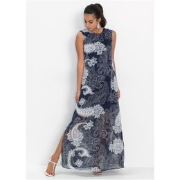 bonprix Langes Chiffonkleid, blau, Gr.40, Elegantes Sommerkleid aus Chiffon mit Rundhalsausschnitt