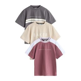 Baker By Ted Baker T-Shirt Jungen Gr&ouml;&szlig;e 134 beige / grau / weinrot / wei&szlig;