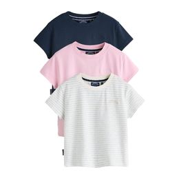 Superdry & Co T-Shirt M&auml;dchen Gr&ouml;&szlig;e 104 hellbeige / marine / lilameliert / rosa
