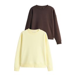next Sweatshirt 'Essentials' Damen Gr&ouml;&szlig;e S schoko / pastellgelb