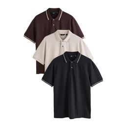 next Poloshirt Herren Gr&ouml;&szlig;e 5XL ecru / schoko / schwarz