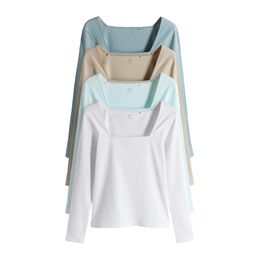 The Set Shirt Damen Gr&ouml;&szlig;e M rauchblau / aqua / brokat / wei&szlig;