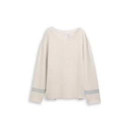 Tom Tailor Pullover Damen Gr&ouml;&szlig;e S taupe / wei&szlig;