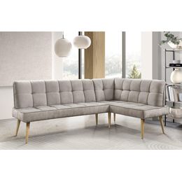 Eckbank exxpo - SOFA FASHION "Latte", sand, B:234cm H:95cm T:156cm, 100% PES, Sitzb&auml;nke, Eckbank, moderne Sitz- und R&uuml;ckensteppung, bequem und elegant, hoher Holzfu&szlig;, Topseller
