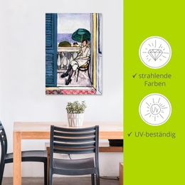 Wandbild Artland, B:90cm H:130cm, bunt, Alu Dibond, Wohnzimmer, Bilder, "Frau auf einem Balkon. 1919-20", als Alubild, Leinwandbild, Poster,