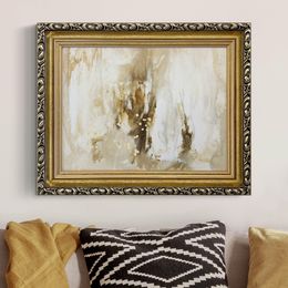 Bilderwelten Bild mit Barockrahmen Antik originell Abstrakt Barock gold - Goldener Treibsand II - edle Optik Wohnzimmer Schlafzimmer