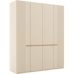 Musterring Kleiderschrank "Isabelle", Champagner-Dekor, B/H/T: 197,3cm x 236cm x 58cm, T&uuml;ren: 4 Stk. Lamellen im Korpus-Farbton, beige,