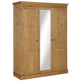 Kleiderschrank OTTO HOME, B:145cm H:187cm T:54cm, beige, Massivholz, Kinderzimmer, Schr&auml;nke, "Indra", aus massiver Kiefer, mit Spiegel bei der 3- und