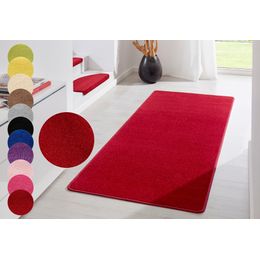 Teppich Hanse Home, B:80cm H:7mm L:200cm, rot, Kunstfaser, Wohnzimmer, Teppiche, "Fancy", Kurzflor, L&auml;ufer, uni, gekettelt, Wohnzimmer, Schlafzimmer,