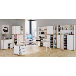 B&uuml;cherregal Vcm, B:100cm T:33cm, wei&szlig;, Wohnzimmer, Regale, "Holz B&uuml;ro Regal B&uuml;cher Ordner Aktenregal Salia 2f"